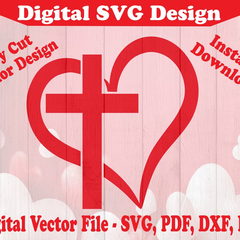 Cross Heart Svg - Etsy