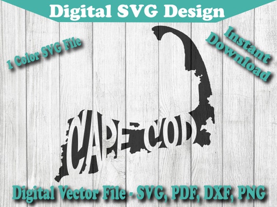 Cape Cod Cool Text Map Beach Summer Vacation Design Svg File | Etsy