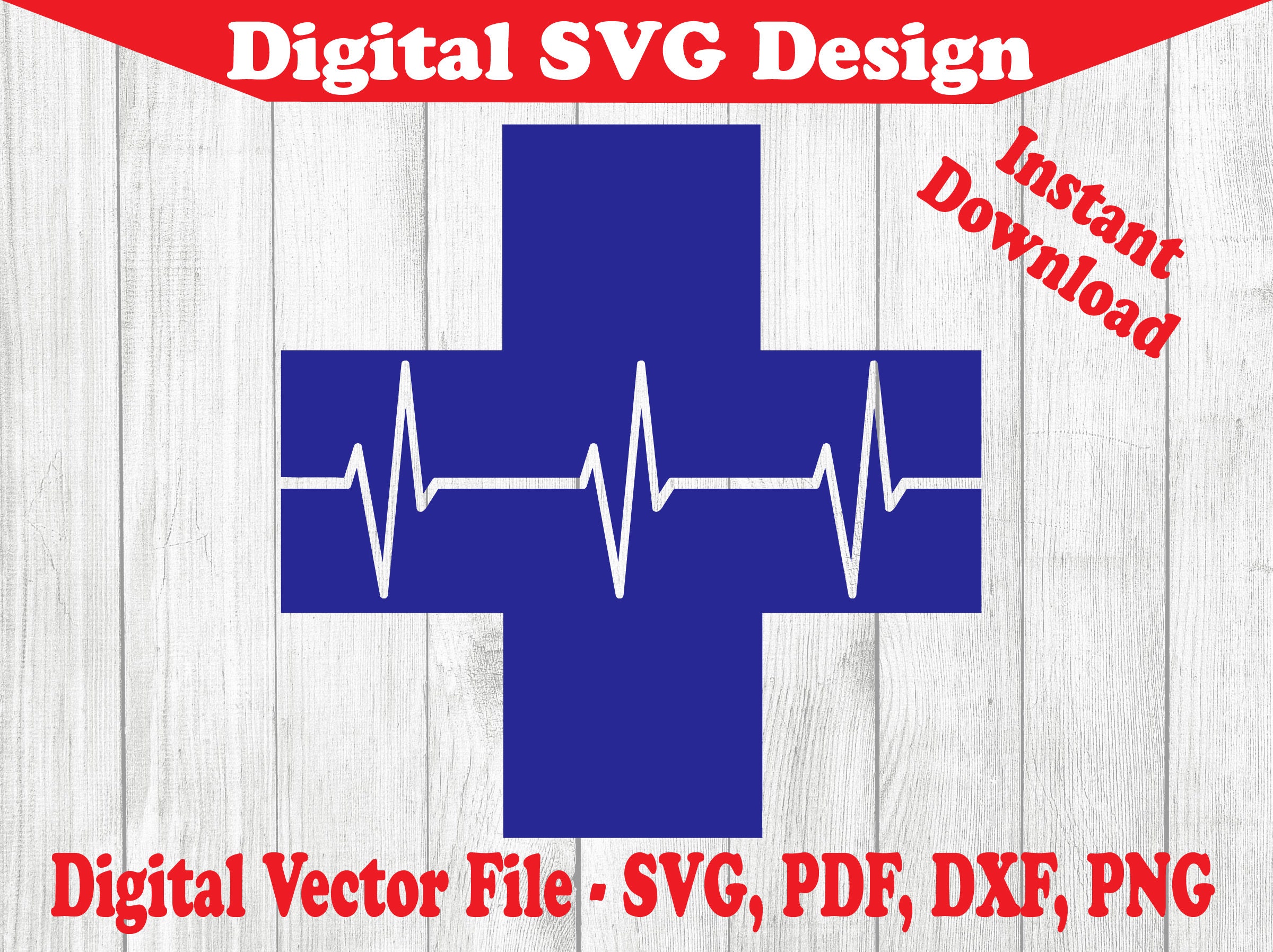 Heartbeat Cross EMS Paramedic Svg EMT Svg Medical 1 Color - Etsy