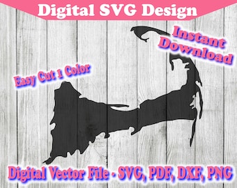 Cape Cod Outline Map Design SVG Instant Download Vector Cricut ...