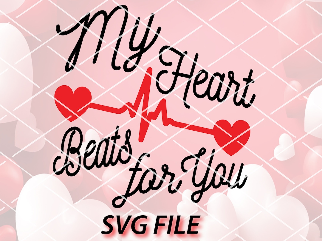 Valentine's Day Heartbeat SVG File - Cricut, Silhouette (PNG, PDF) - Etsy