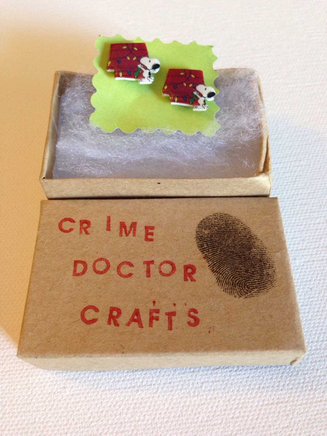 Snoopy Hanging Christmas Lights on Dog House Stud Earrings - Etsy