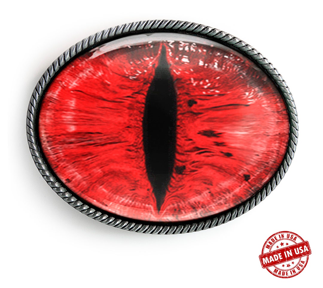 Red Snake Eye Belt Buckle Realistic Taxidermy Eye Antique Silver Oval ...