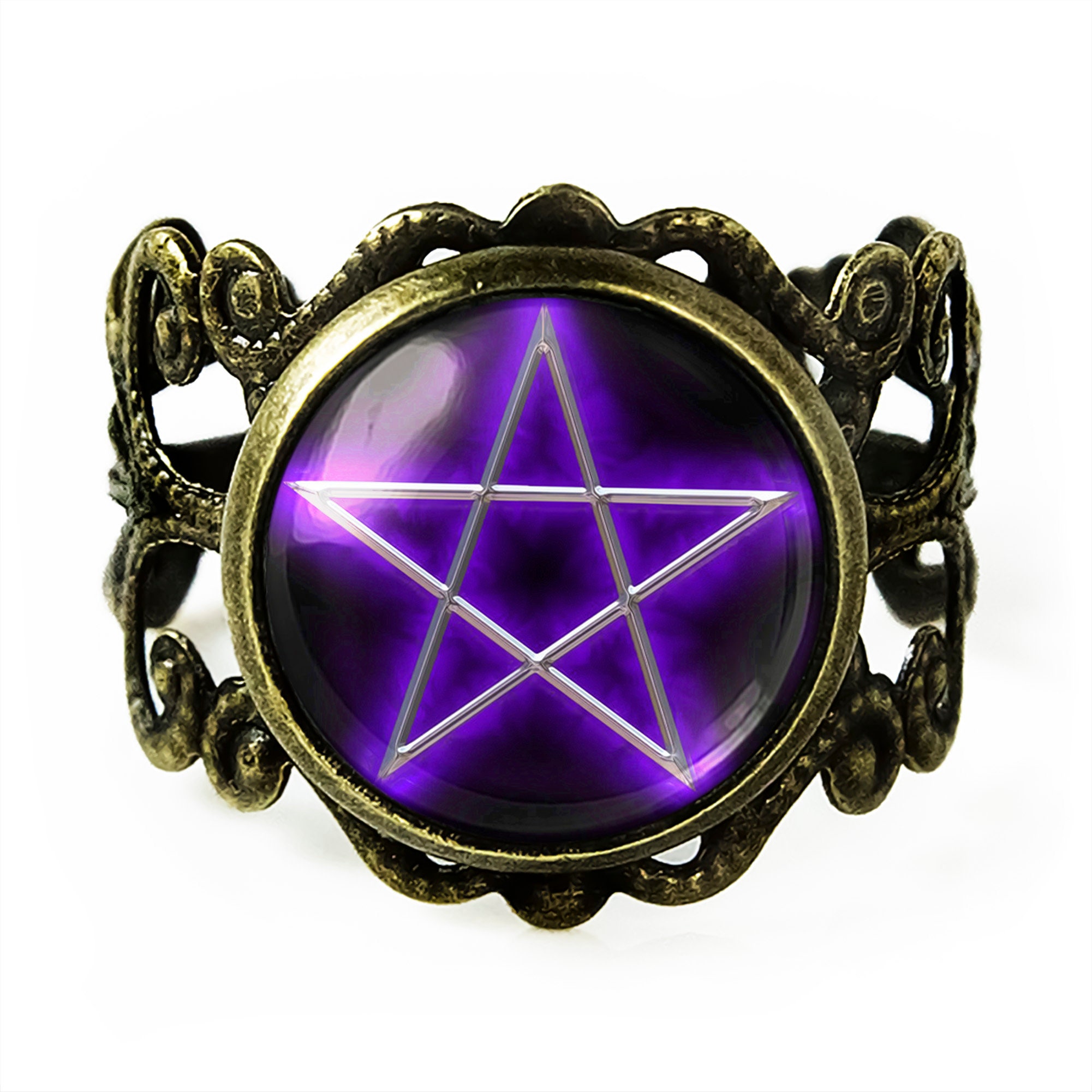 Pentagram Ring - Satanic Horror Gothic Purple Filigree Ring - 105 - Etsy