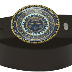 Boho Sun Belt Buckle - Ornate Bohemian Medallion Art Gold or Silver ...