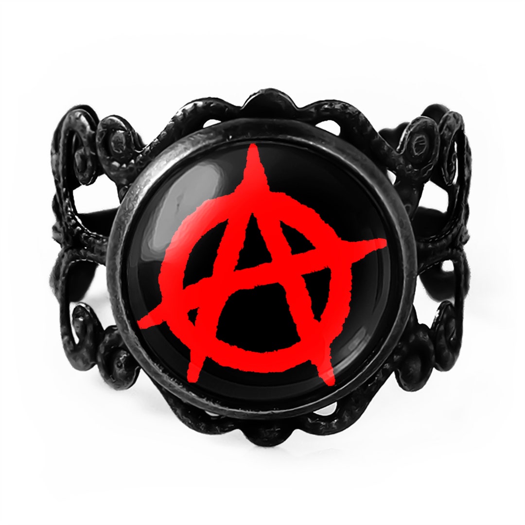 Red Anarchy Ring - Punk Rock Symbol Filigree Ring - CHOOSE YOUR COLOR ...