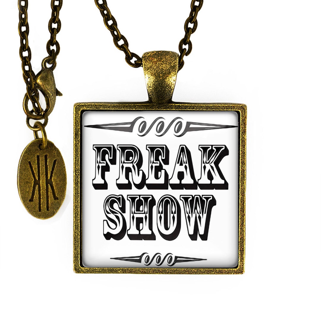 Antique Bronze Retro Freak Show Sign Glass Pendant Necklace 163-BSPN ...