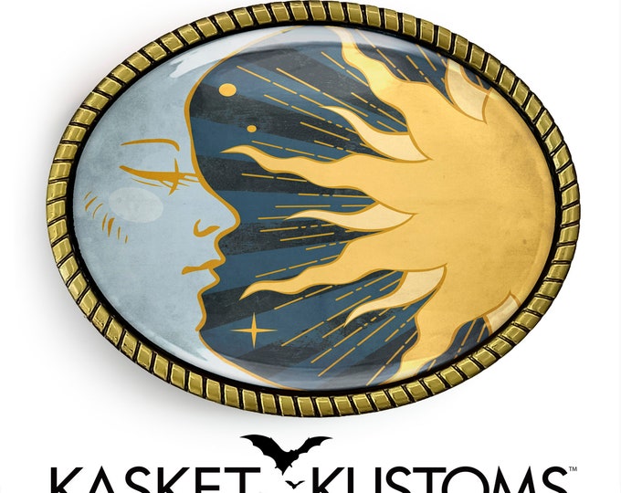 Sun and Moon Belt Buckle Celestial New Age Art Gold or Silver Buckle ...