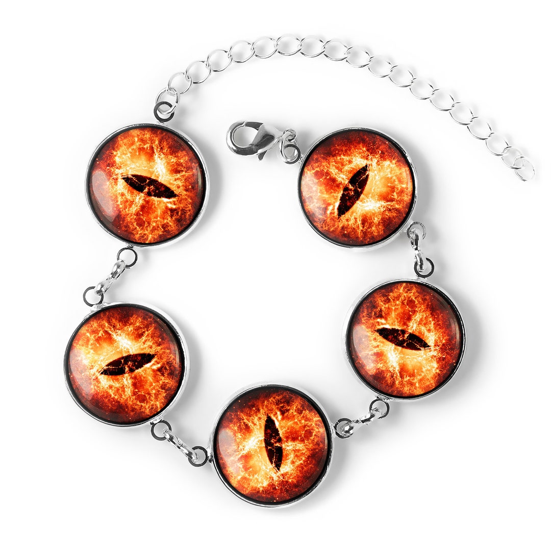 Fire Eyeball Bracelet - Demon Monster Eyes Silver Charm Bracelet - SRCB ...