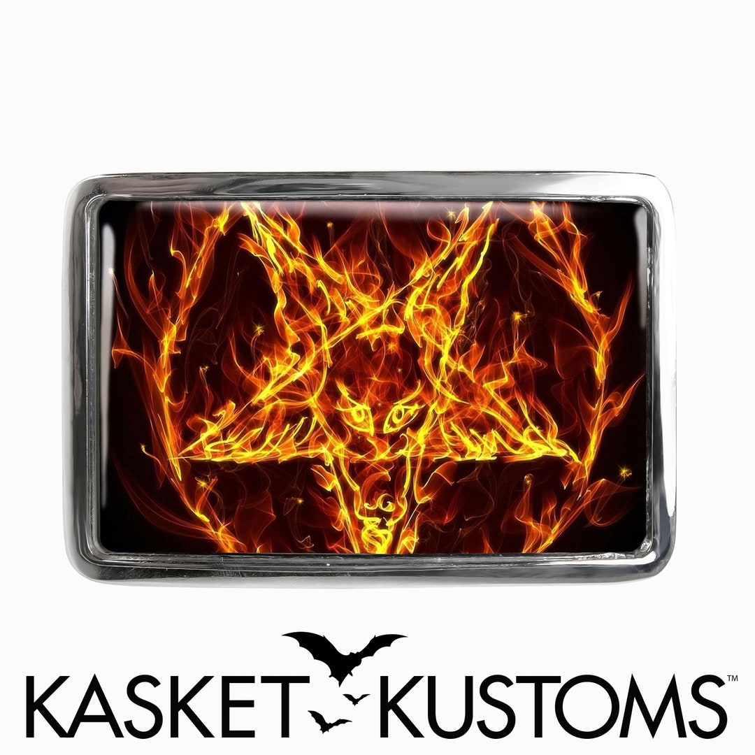 Baphomet Belt Buckle - Satanic Inverted Pentagram Rectangle Buckle ...