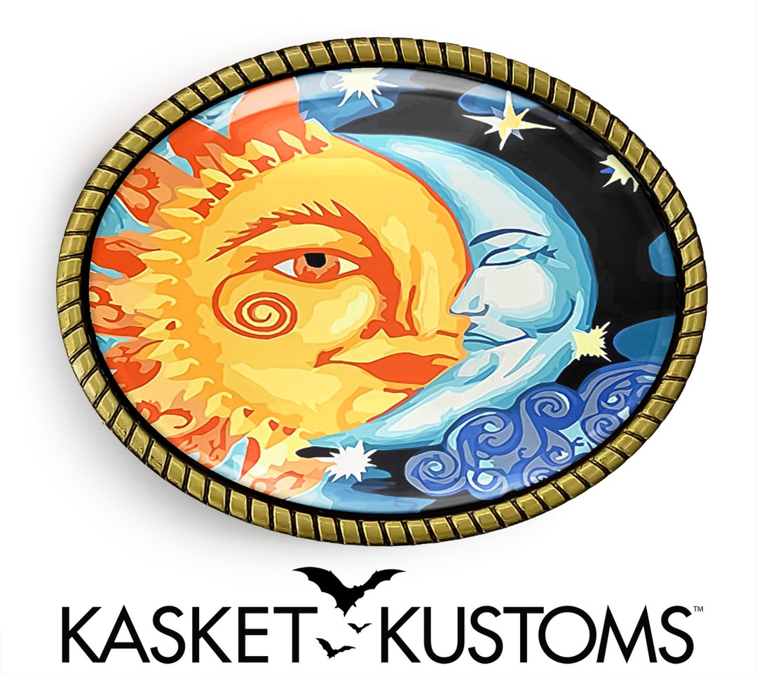 Sun Moon Belt Buckle - Celestial Zodiac Astrology Art Gold or Silver ...
