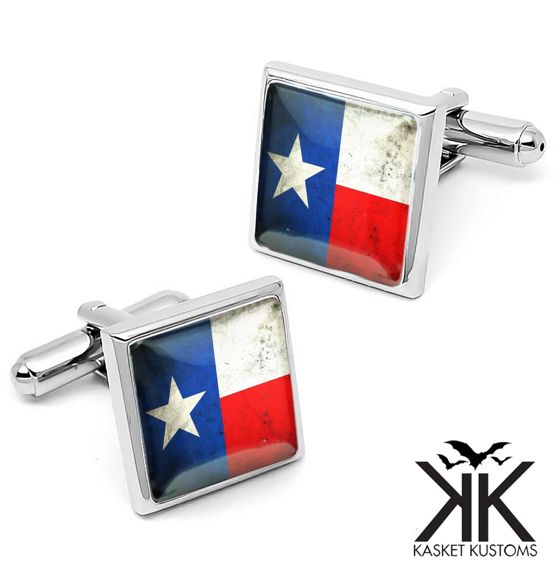 Texas Cufflinks - Lone Star State Flag Stainless Steel Handmade Square ...