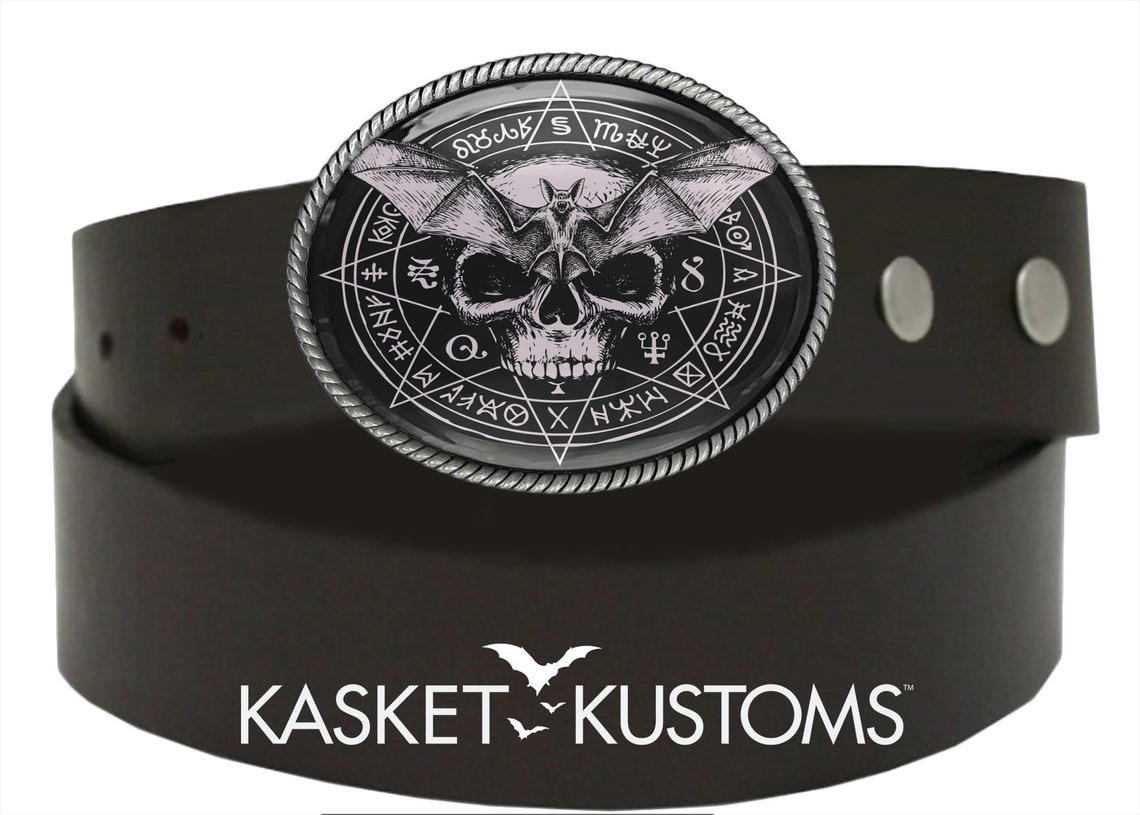 Occult Bat Belt Buckle Gothic Witchcraft Skull Handmade Oval - Etsy