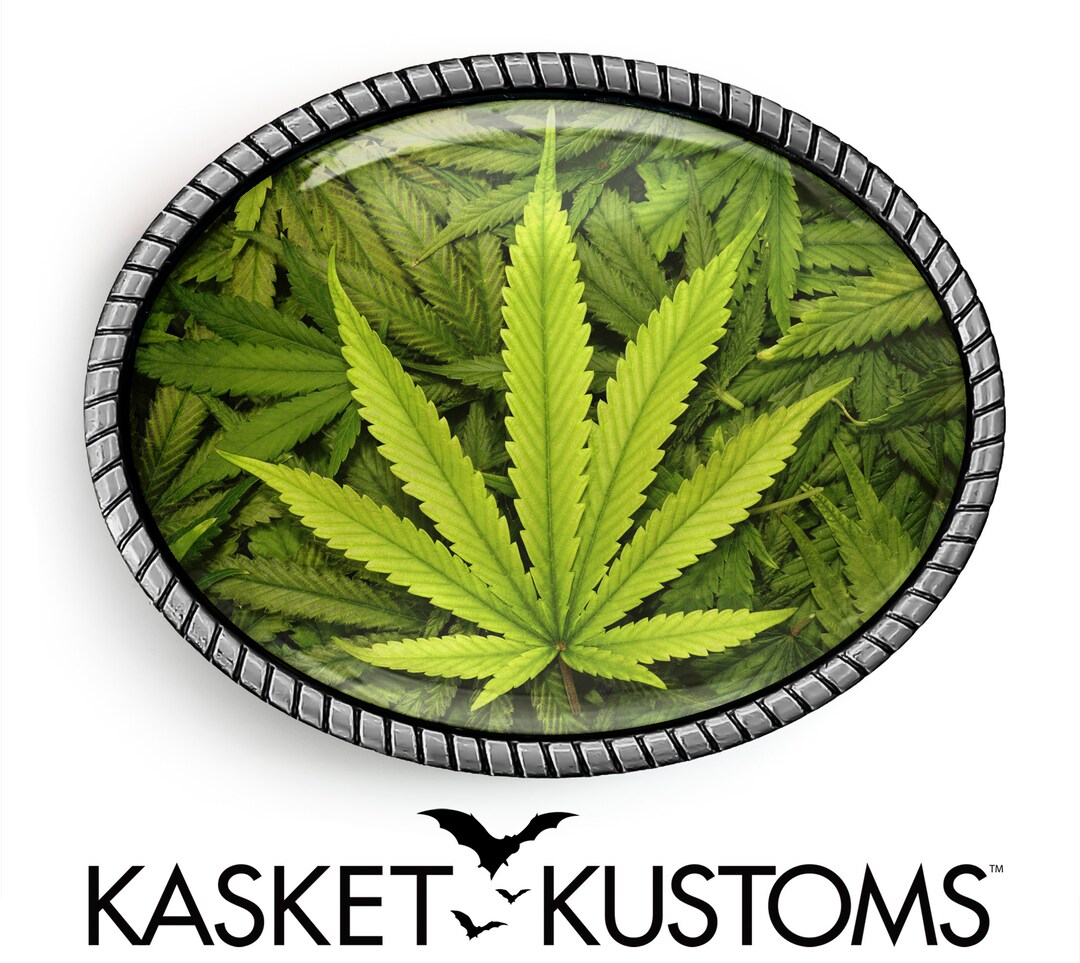 Marijuana Belt Buckle - High Times Weed Pot Leaf Handmade Silver or ...