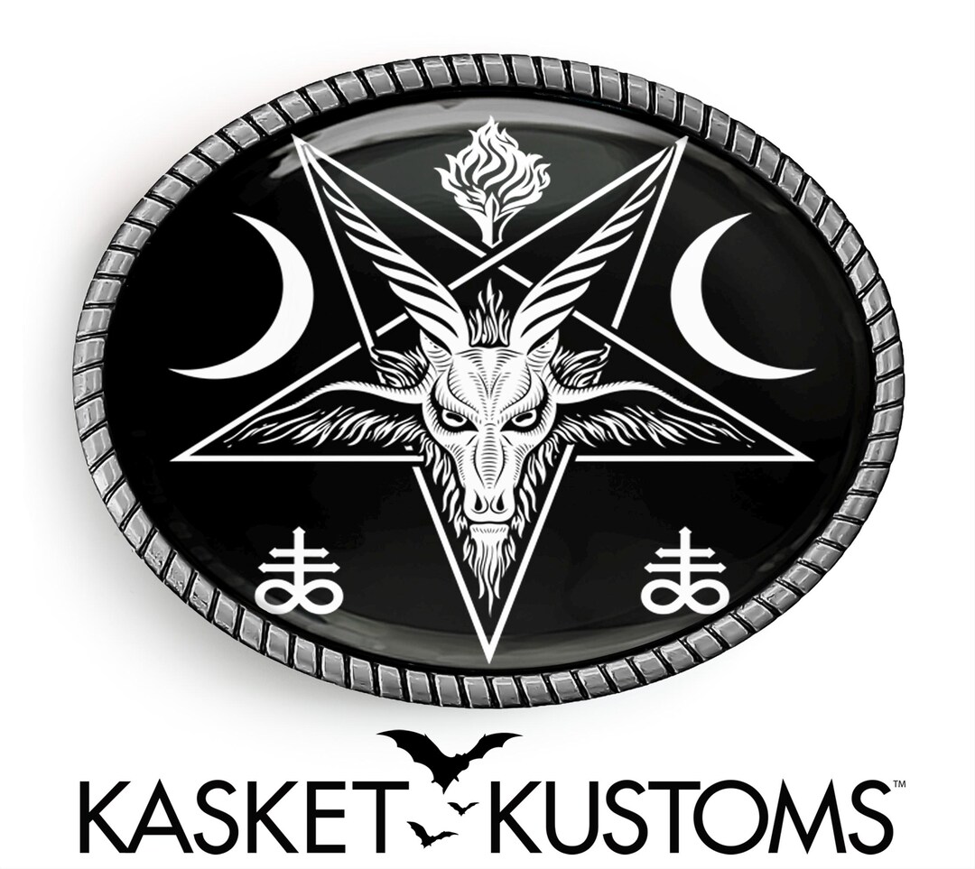 Baphomet Pentagram Belt Buckle - Satanic Leviathan Cross Artisan Buckle ...