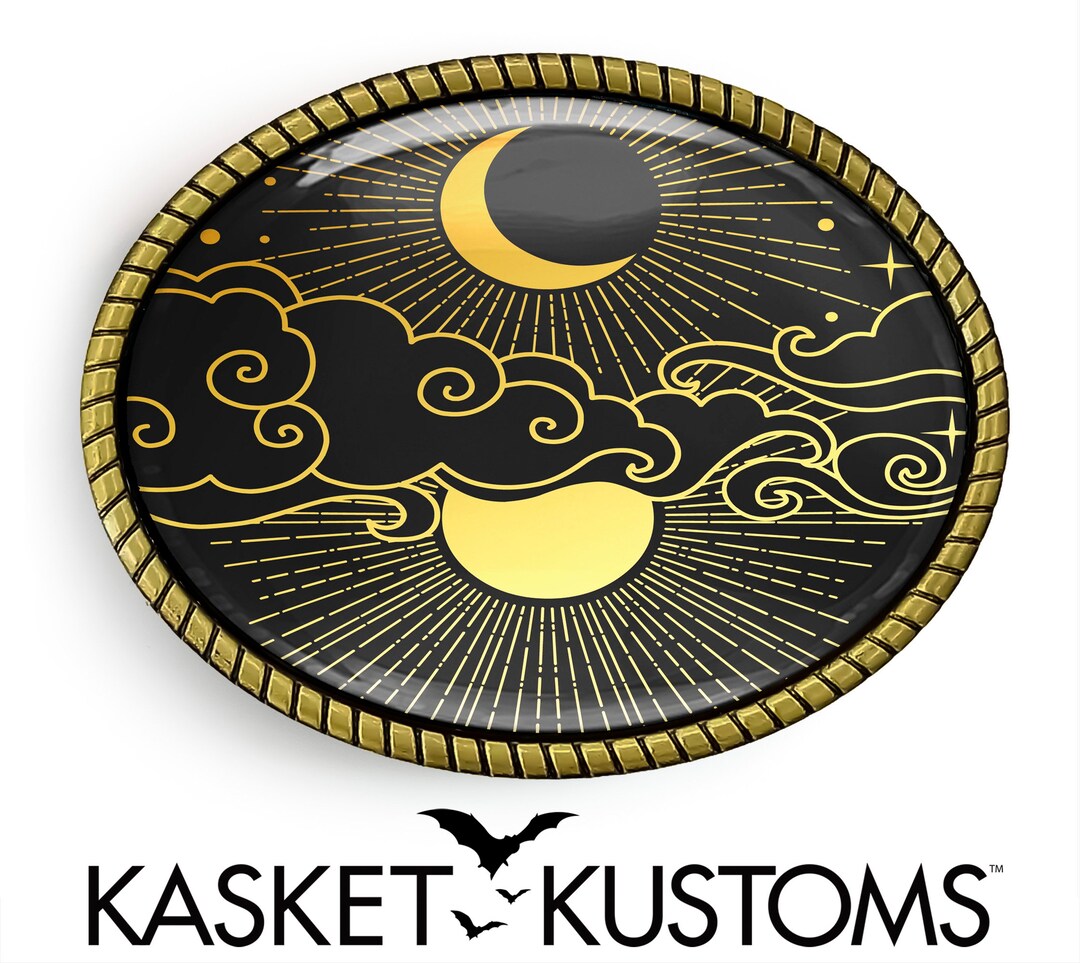 Minimalist Sun and Moon Belt Buckle - Dark Celestial Art Gold or Silver ...