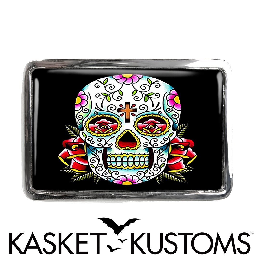Day of the Dead Belt Buckle - Dia De Los Muertos Sugar Skull Belt ...