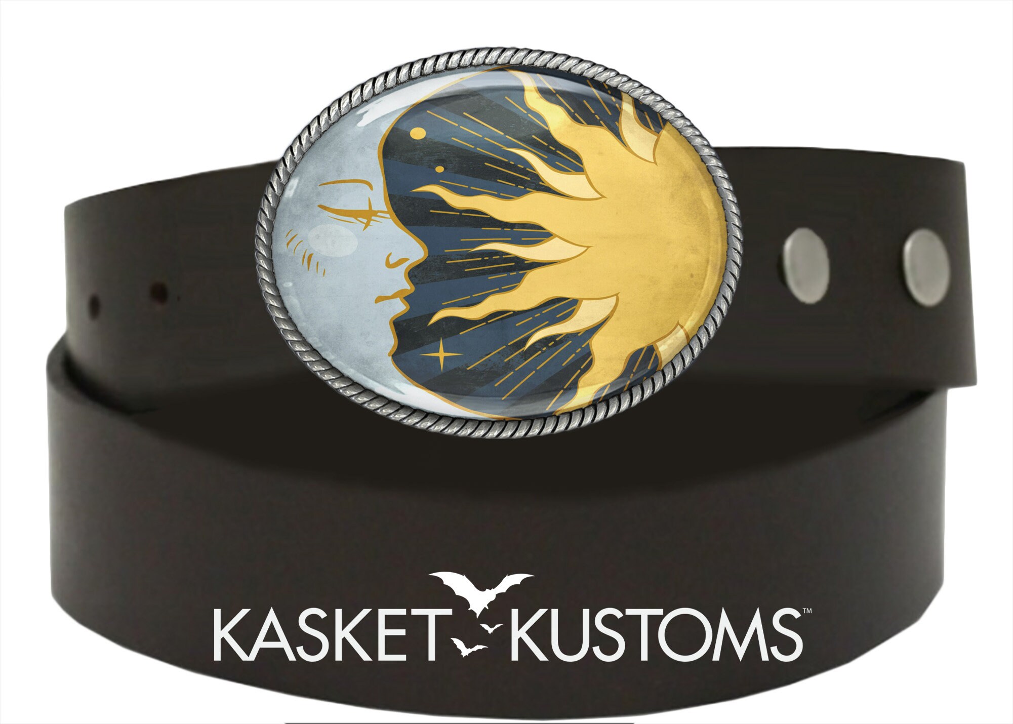 Sun and Moon Belt Buckle - Celestial New Age Art Gold or Silver Buckle ...