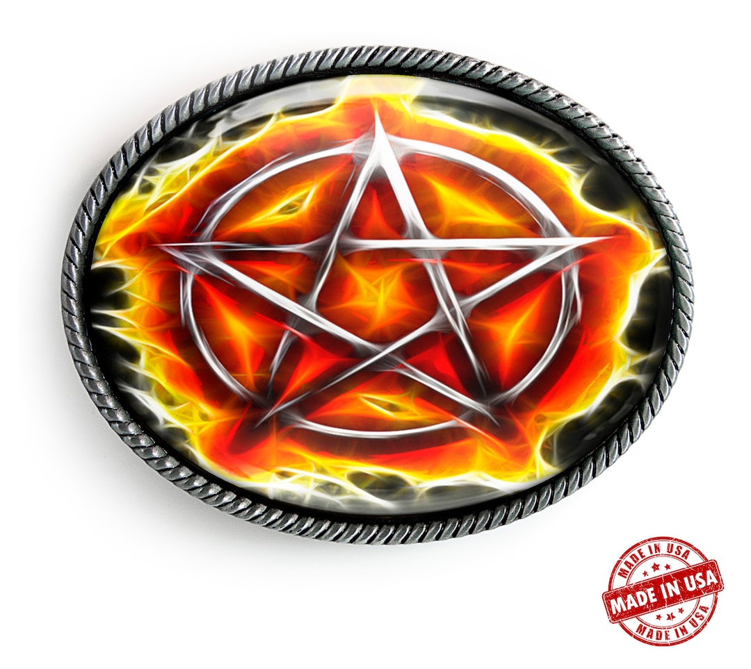 Flaming Pentagram Belt Buckle Gothic Occult Pentacle Antique - Etsy