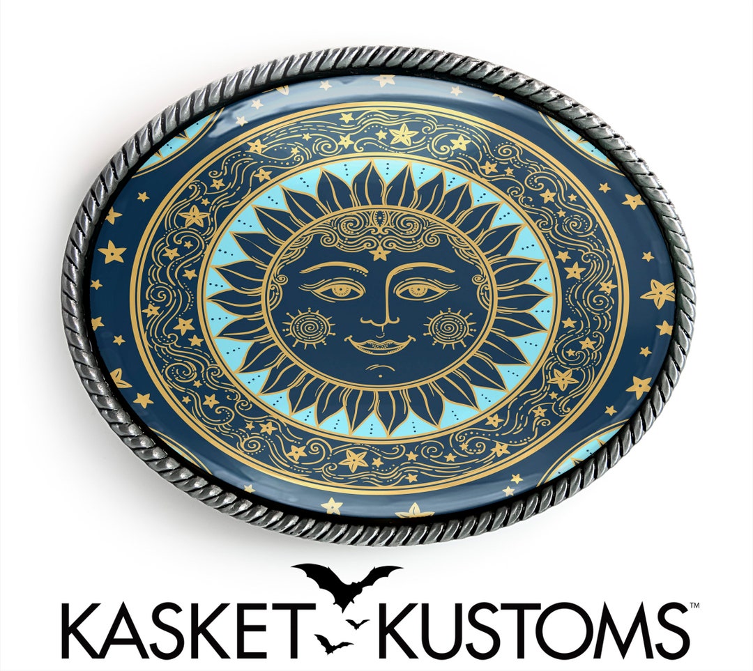 Boho Sun Belt Buckle Ornate Bohemian Medallion Art Oval - Etsy