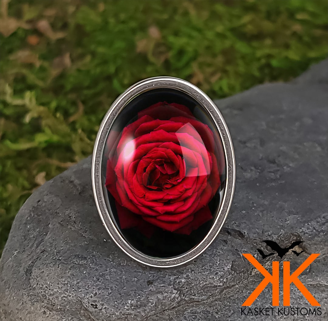 Red Rose Ring - Floral Photography Handmade Stainless Steel Jewelry ...
