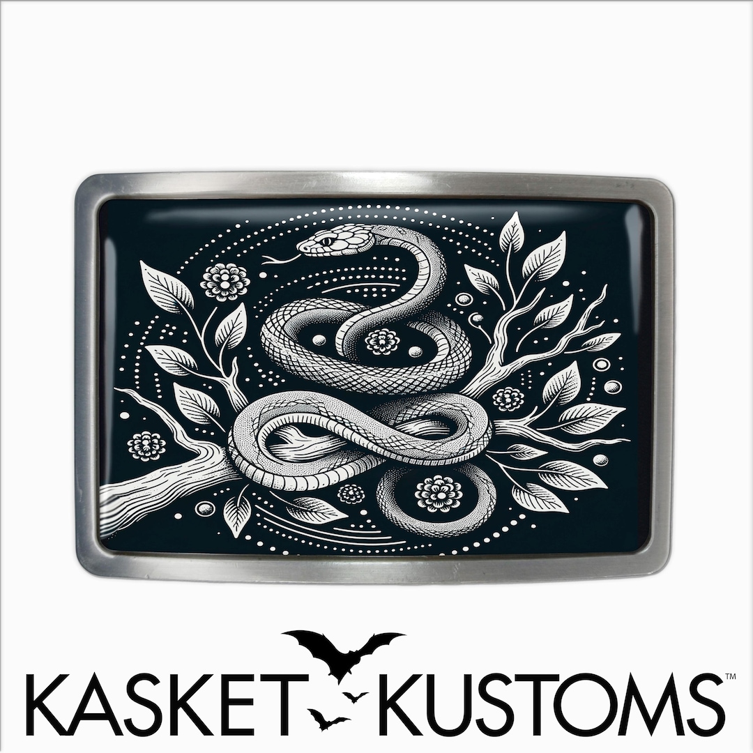 Snake Belt Buckle - Traditional Snake Tattoo Design Handmade Belt ...