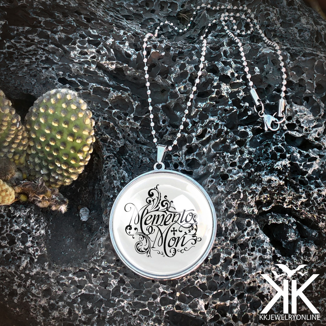 Large Memento Mori Pendant Victorian Script Handmade Silver Necklace ...