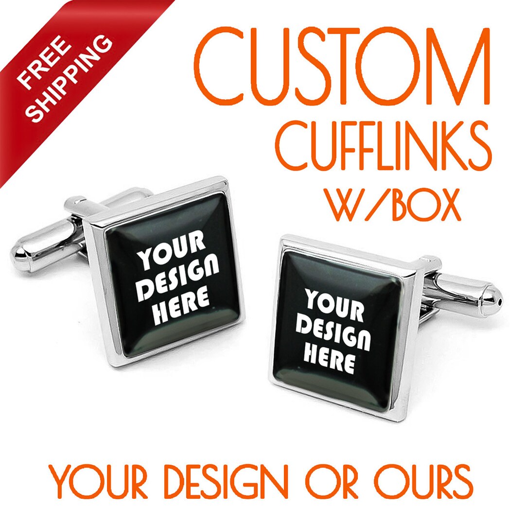 Custom Silver Cufflinks - Personalized Logo Image Design Handmade ...