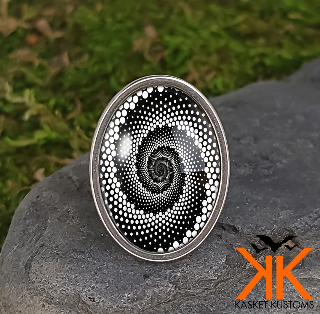 Optical Illusion Ring - Abstract Hypnotic Spiral Handmade Silver ...
