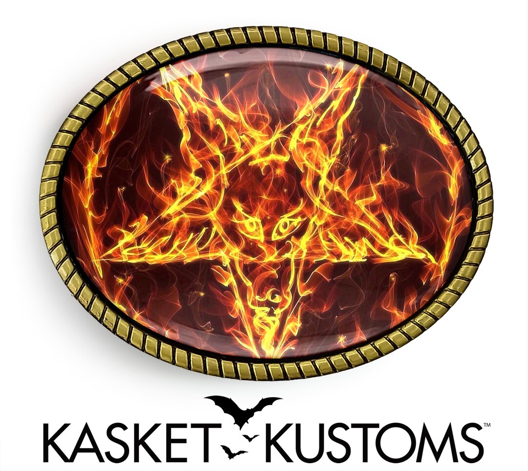 Baphomet Belt Buckle - Inverted Pentagram Satanic Handmade Artisan ...