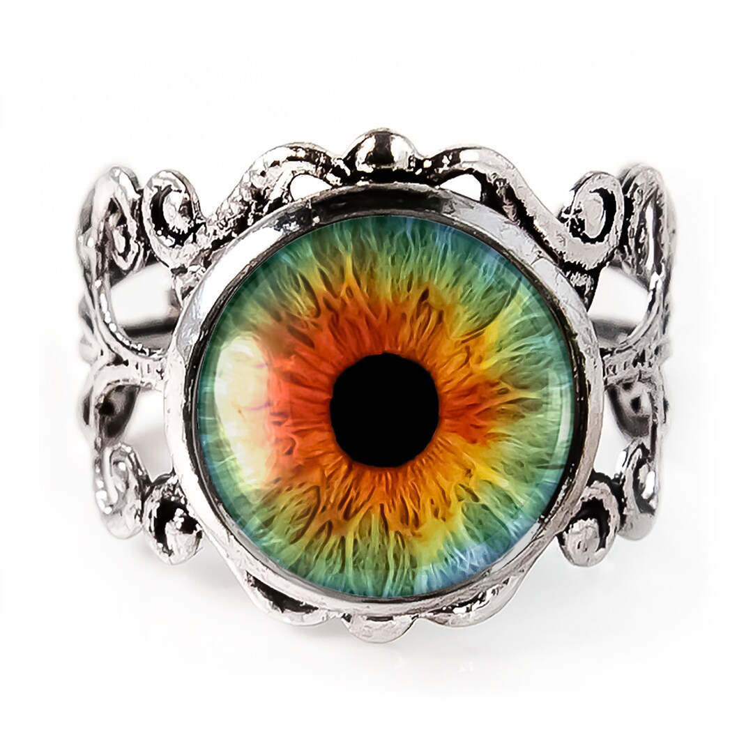Human Iris Ring - Realistic Glass Doll Eyeball Adjustable Filigree Ring ...