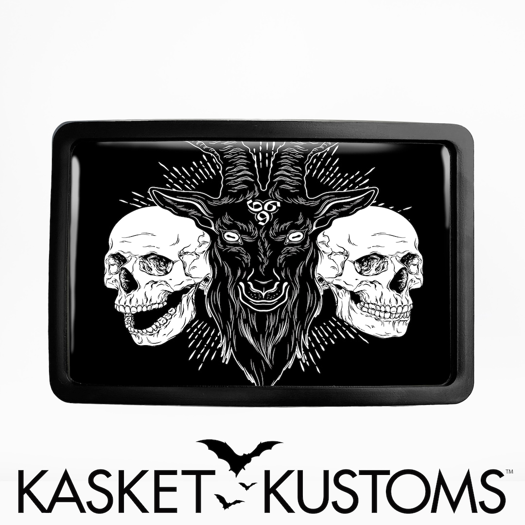 Baphomet Belt Buckle - 666 Goat Skulls Occult Satanic Gothic Rectangle ...