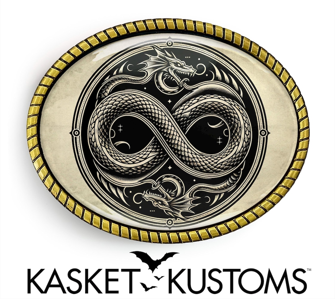 Infinity Belt Buckle - Japanese Dragon Asian Design Handmade Oval Belt ...