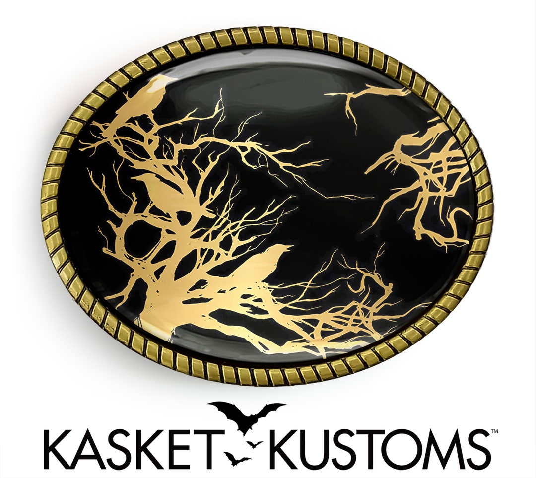 Raven Silhouette Belt Buckle - Crow Art Gold or Silver Belt Buckle ...