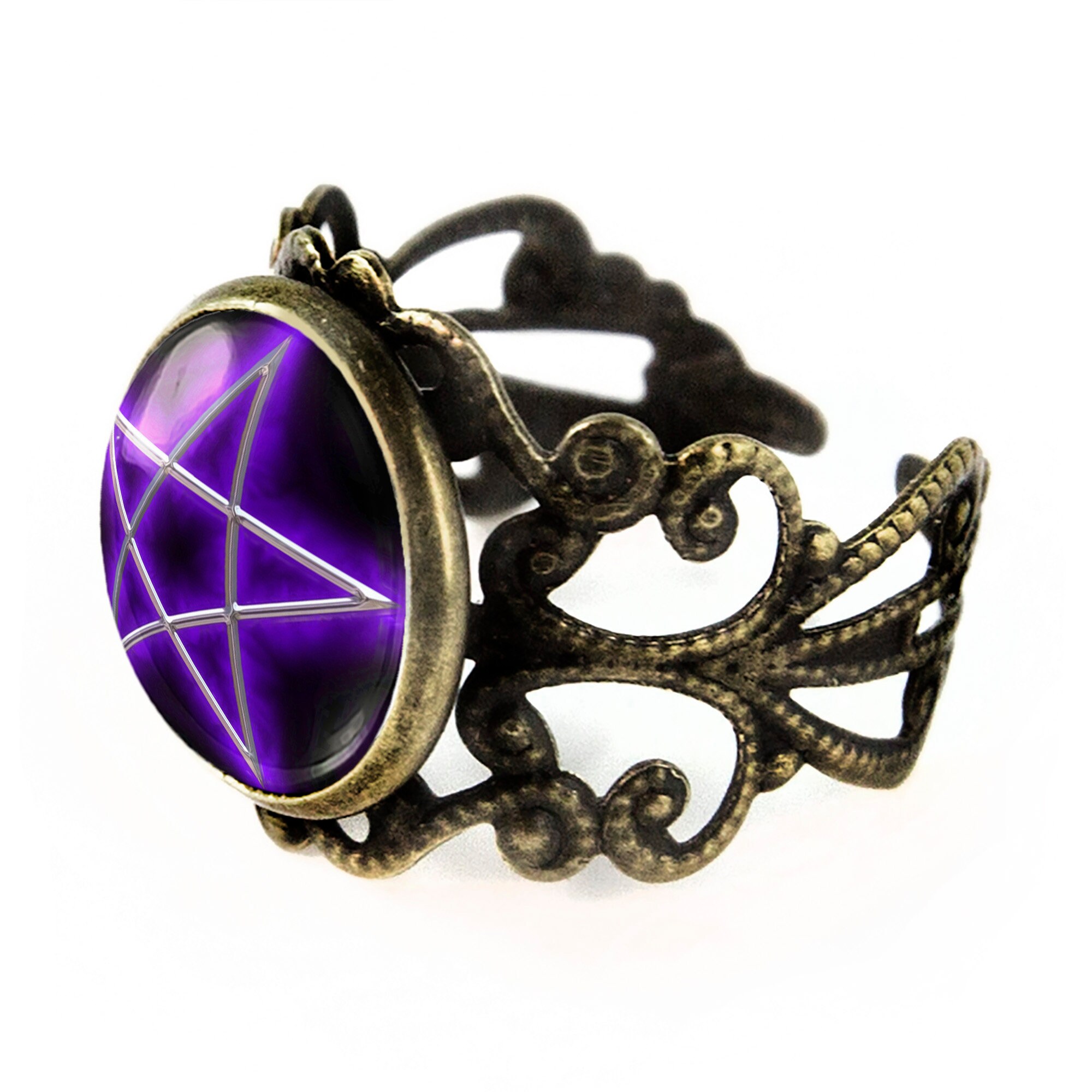 Pentagram Ring - Satanic Horror Gothic Purple Filigree Ring - 105 - Etsy