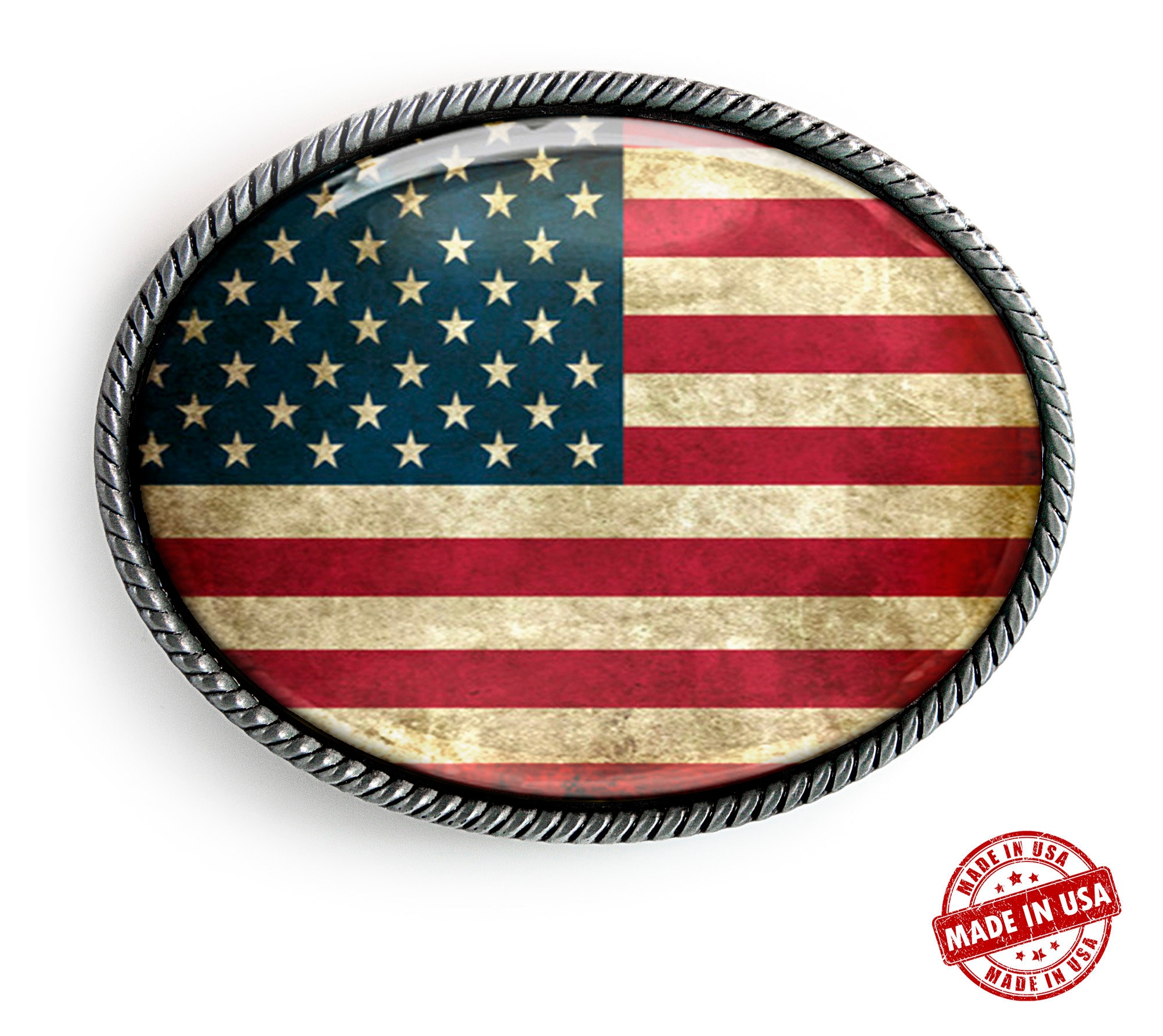 American Flag Belt Buckle Grunge USA Antique Silver Oval | Etsy