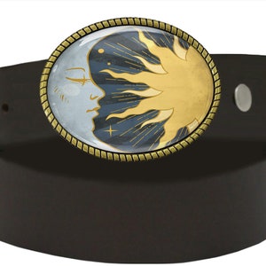 Sun and Moon Belt Buckle - Celestial New Age Art Gold or Silver Buckle ...