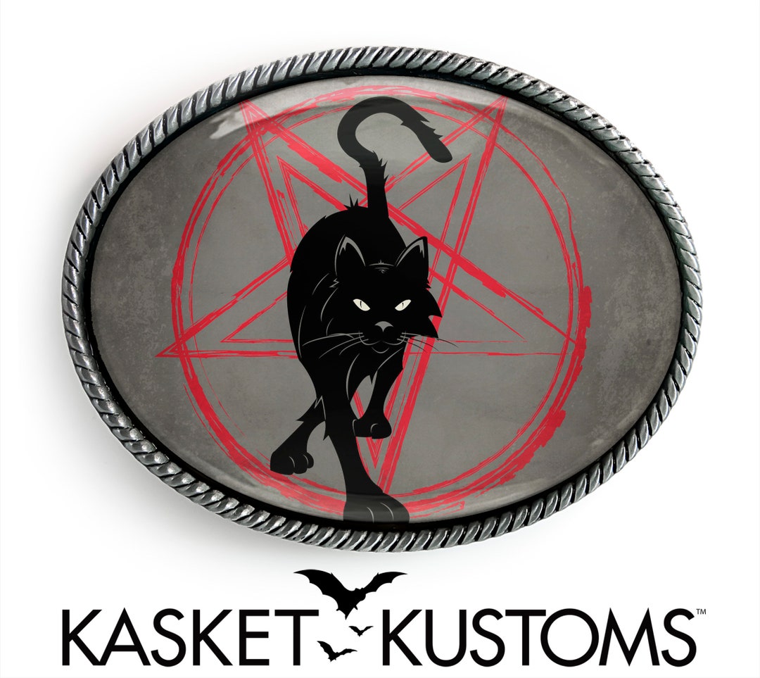 Black Cat Pentagram Belt Buckle - Gothic Witchcraft Horror Buckle - 817 ...