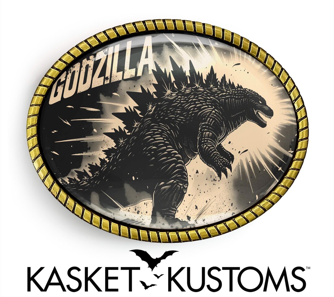 Godzilla Belt Buckle - Vintage Japanese Monster Art Handmade Buckle ...