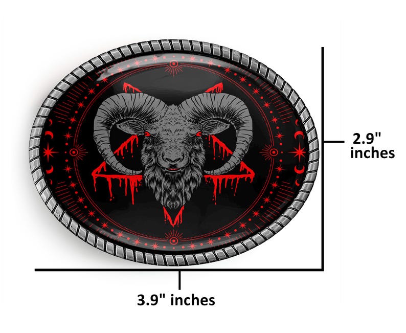 Baphomet Belt Buckle - Inverted Pentagram Goat Head Witchcraft Handmade ...