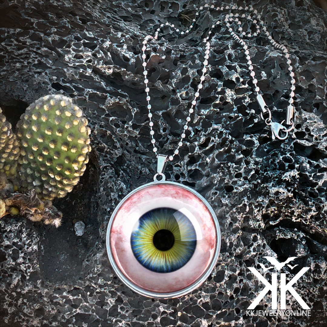 Large Human Eyeball Pendant - Realistic Blue Eye Handmade Silver ...