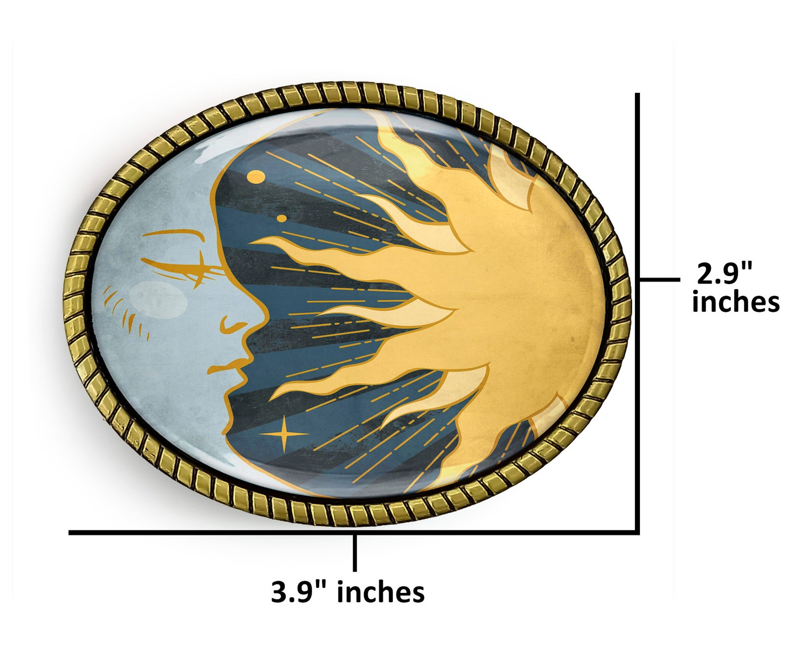 Sun and Moon Belt Buckle - Celestial New Age Art Gold or Silver Buckle ...