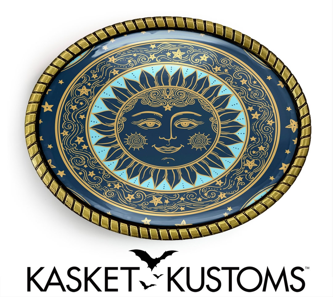 Boho Sun Belt Buckle - Ornate Bohemian Medallion Art Gold or Silver ...