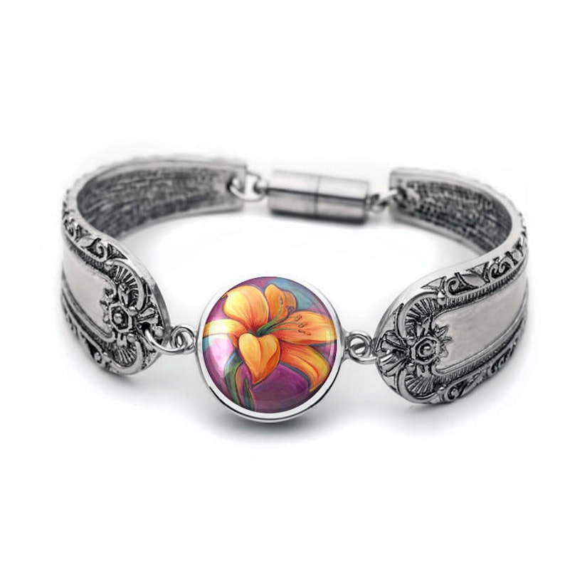 Interchangeable Bright Floral Iris Flower Snap Bracelet - Etsy