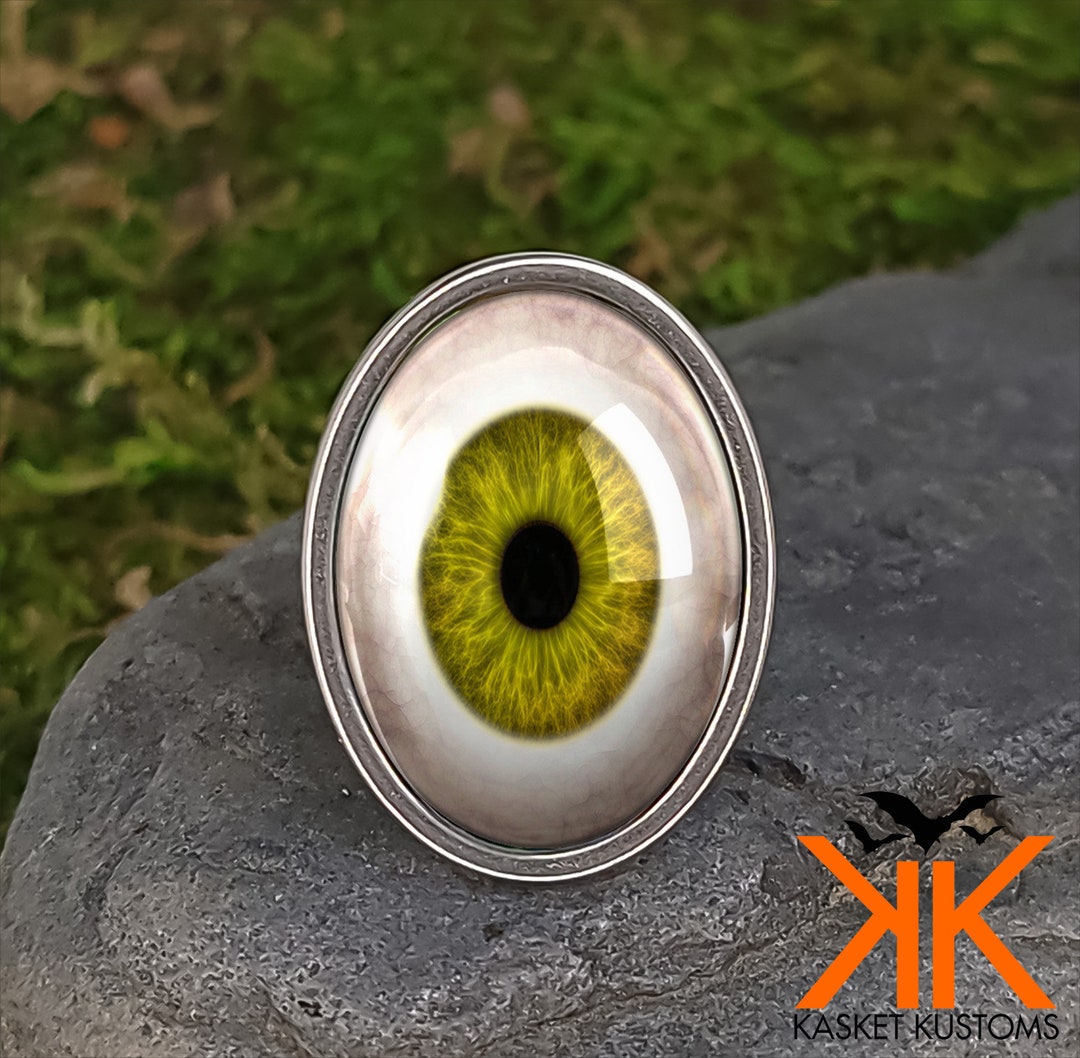 Pea Green Eyeball Ring - Human Eye Taxidermy Handmade Jewelry - 73-E ...