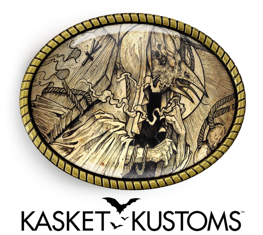 Esoteric Raven Belt Buckle - Ancient Occult Crow Art Handmade Buckle ...