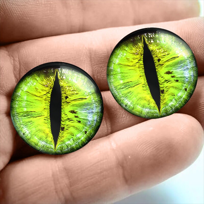 Green Lizard Eyes 18mm Glass Animal Taxidermy Eyeballs Fantasy Jewelry ...