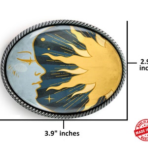 Sun and Moon Belt Buckle - Celestial New Age Art Gold or Silver Buckle ...