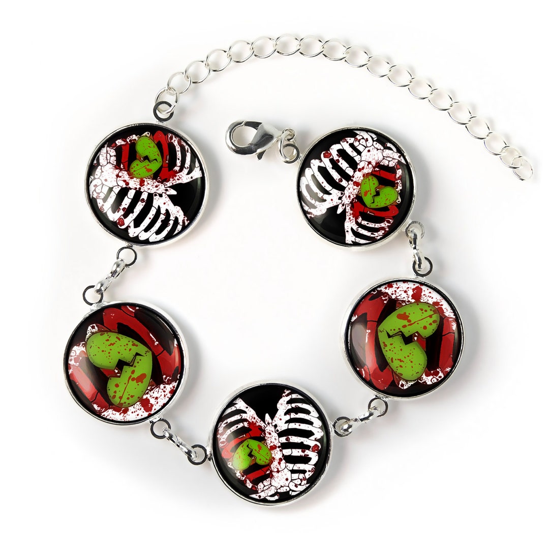 Bloody Zombie Heart Bracelet - Horror Collection Silver Charm Bracelet ...