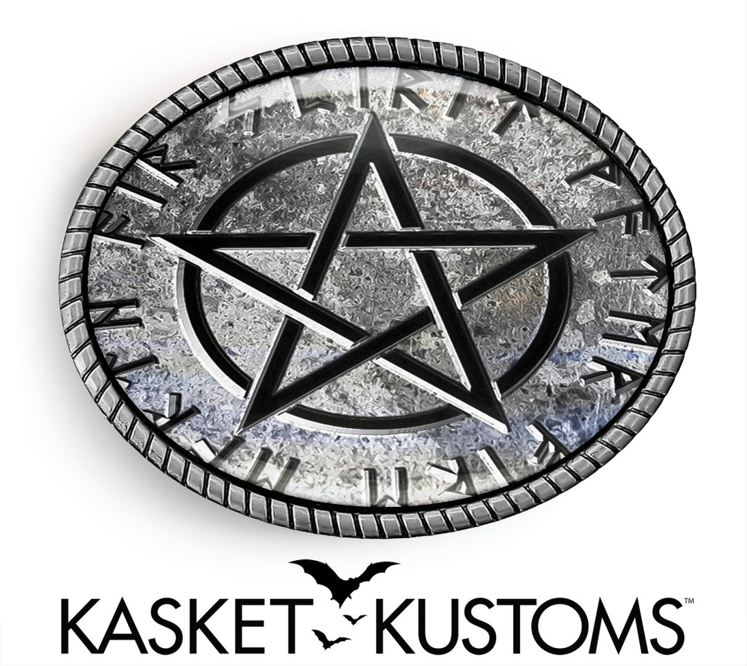 Cryptic Stone Pentagram Belt Buckle - Handmade Gothic Occult Buckle ...